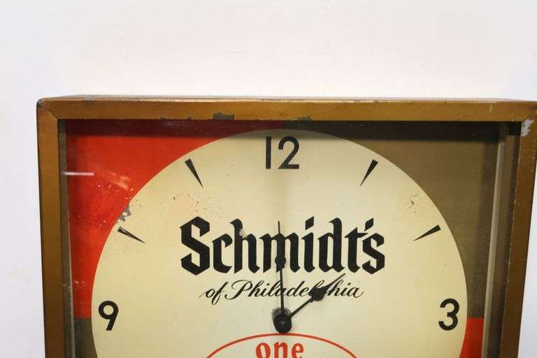 Vintage Schmidt's Beer Advertising Wall Clock - Dixon's Auction at Crumpton