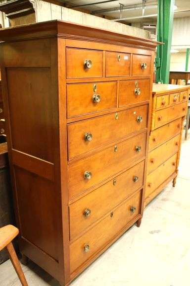 Pennsylvania Sheraton Cherry Tall Chest - Dixon's Auction at Crumpton