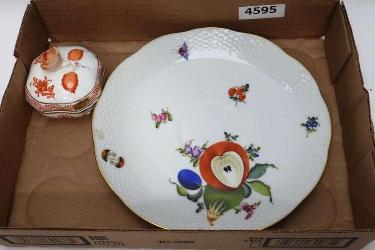 (2) Herend Porcelain Cup and Saucer and Box - Dixon's Auction at Crumpton