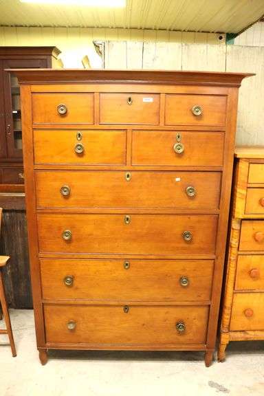 Pennsylvania Sheraton Cherry Tall Chest - Dixon's Auction at Crumpton