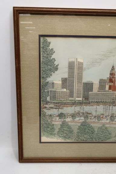 Martin Barry Baltimore Harbor Pencil Signed Print - Dixon's Auction at ...