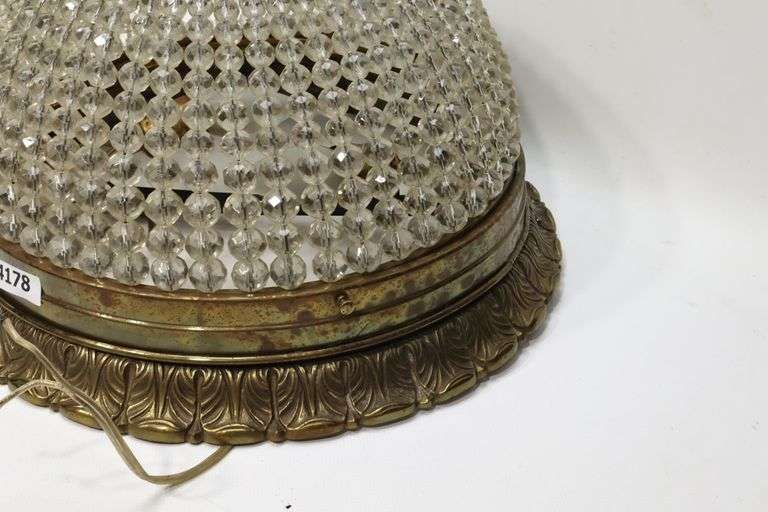 Hollywood Regency Brass & Crystal Ceiling Light Fixture - Dixon's ...