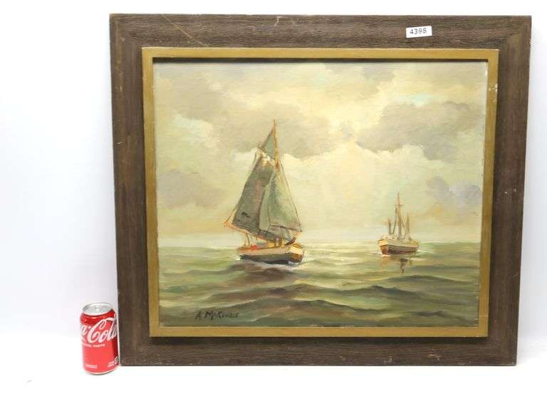 Austin "Artie" Vincent Mckenzie Rhode Island Oil on Canvas Ship ...