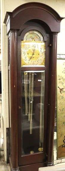 Colonial Revival Mahogany Five Tube Tall Case Clock Retailed By Fred ...