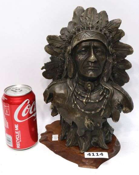 Bronze Bust of Native American Chief - Dixon's Auction at Crumpton
