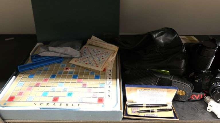 Sheaffers Pen, Scrabble Game, Pentax Camera & Louis Vuitton Style Bag ...