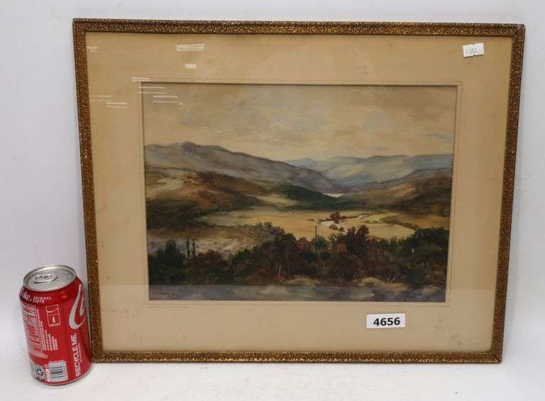 John Rennie Watercolor Painting - Dixon's Auction at Crumpton