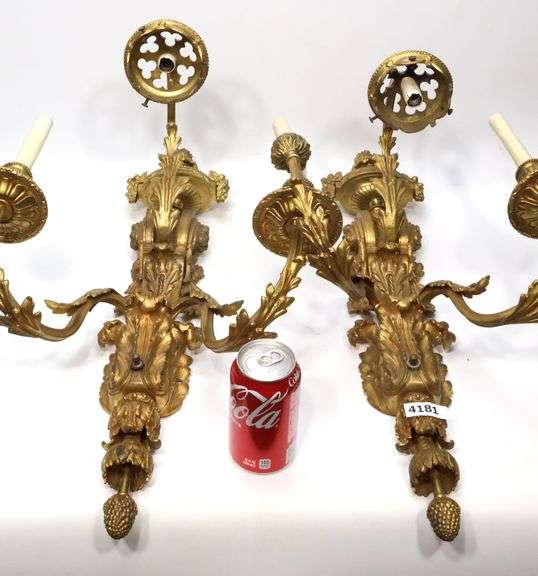 Pair Antique Gilt Bronze Wall Sconces - Dixon's Auction at Crumpton