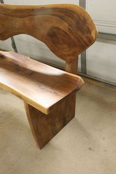 MCM Live Edge Walnut Slab Bench - Dixon's Auction at Crumpton