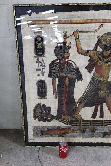Large Modern Egyptian Papyrus Painting - Dixon's Auction at Crumpton