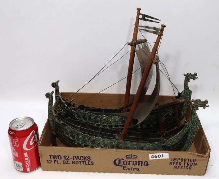 2 Vintage Brass Viking Ship Models - Dixon's Auction at Crumpton