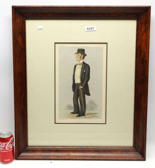 Framed Antique Vanity Fair Print - Dixon's Auction at Crumpton