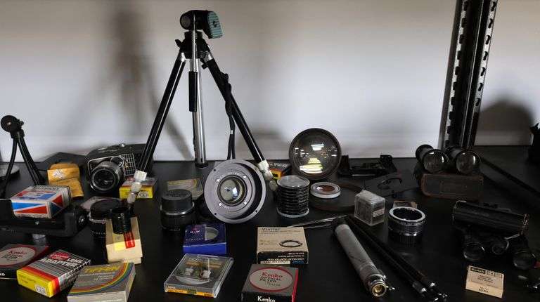 Lot of Vintage Film Camera Accessories, Tripod, Lenses, Opera / Field ...