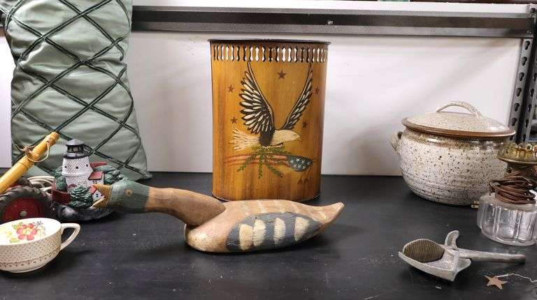 Farmall Toy Tractor, Stoneware Bean Pot, Patriotic Eagle Trash Can ...