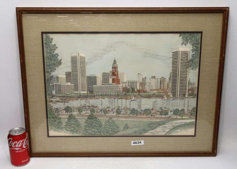 Martin Barry Baltimore Harbor Pencil Signed Print - Dixon's Auction at ...