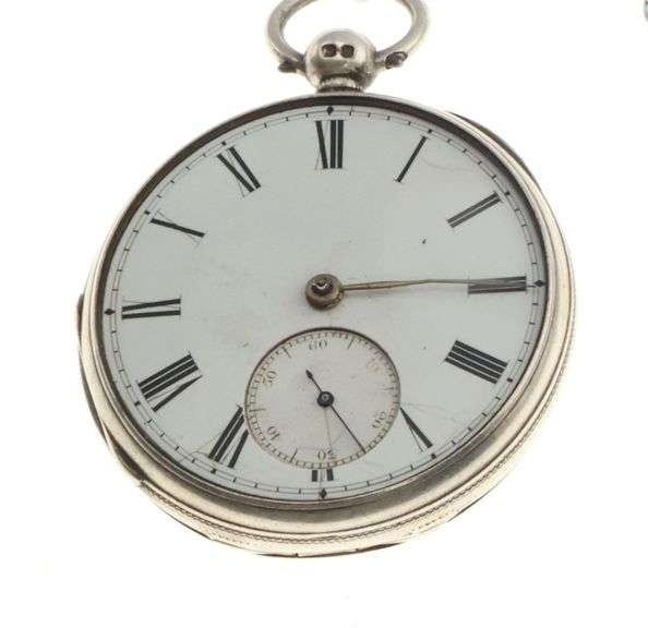 Sterling Silver Vintage Key Wind Pocket Watch with Watch Chain & Key ...