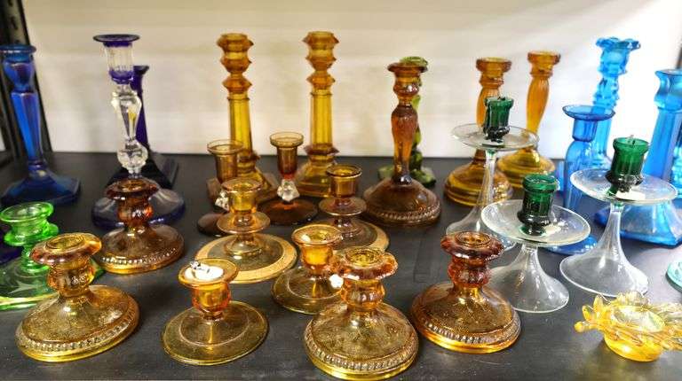 Collection of Vintage & Antique Glass Candlesticks - Dixon's Auction at ...