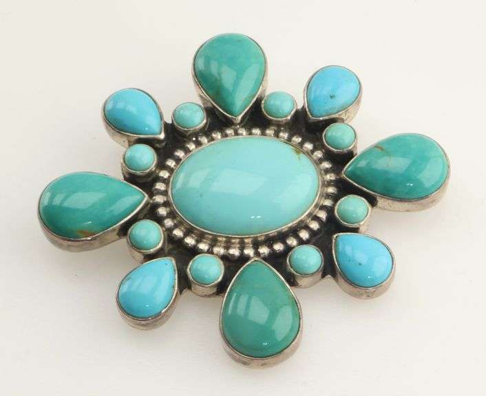 Krs Sterling Silver Turquoise Pin - Dixon's Auction at Crumpton