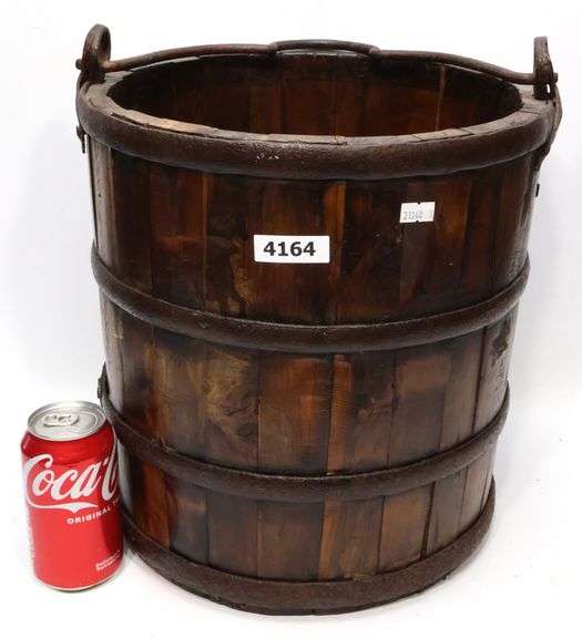 Primitive Staved Wood Water Bucket - Dixon's Auction at Crumpton