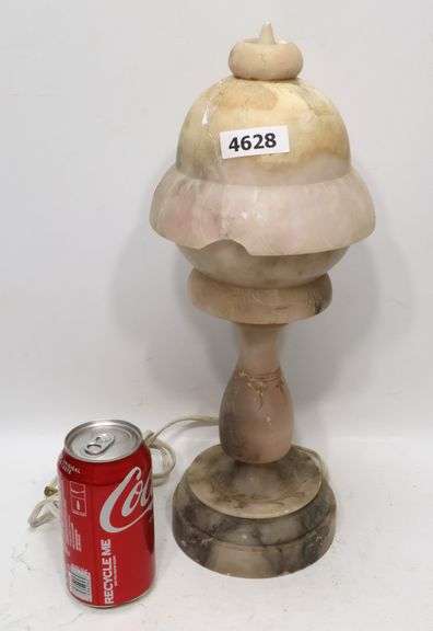 Art Deco Carved Alabaster Boudoir Lamp-Shade As-Is - Dixon's Auction at ...
