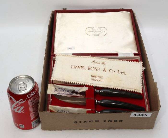 2 Sets of Vintage Lewis Rose & Co. Buffalo Horn Handled Knives - Dixon ...