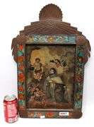 Antique Retablo Painting in Reverse Painted and Tin Frame - Dixon's ...