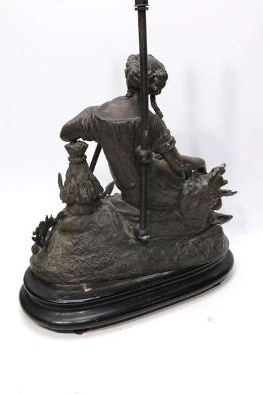 Antique Spelter Sculpture of Woman Holding Anch0r, Once Mounted as Lamp ...