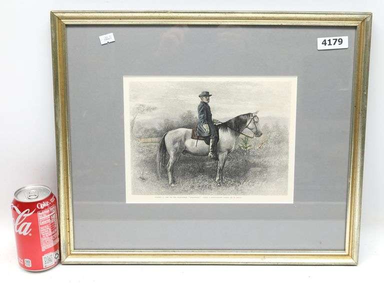 Vintage Engraving of Robert E. Lee - Dixon's Auction at Crumpton