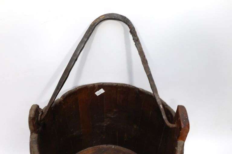 Primitive Staved Wood and Iron Banded Water Bucket - Dixon's Auction at ...