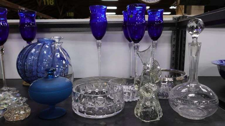 Lot Vintage Balboa Venetian Cobalt Glass Stemware, Crystal Bowls ...