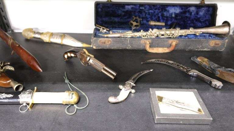 Lot of Ethnographic Daggers, Pepperbox Style Pistol, Decorative Pistols ...