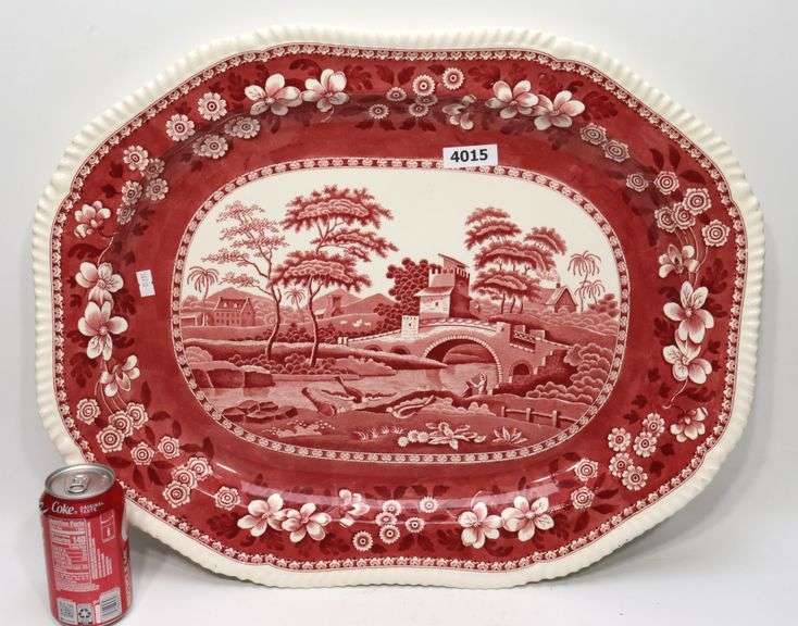 Copeland "Spode's Tower" Red Transferware Platter - Dixon's Auction at Crumpton