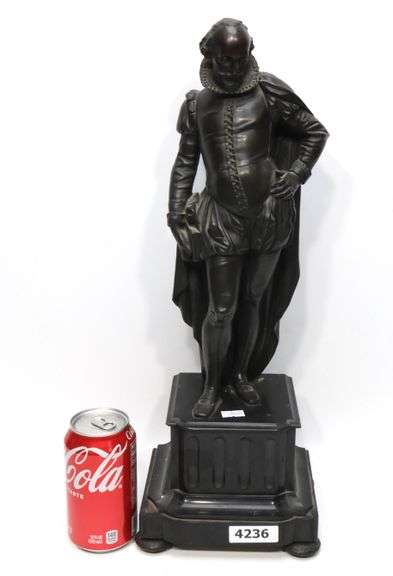 Antique Bronze Sculpture of Shakespeare with Slate Base-Chip to Base ...