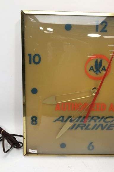 Vintage American Airlines Authorized Agent Wall Clock - Dixon's Auction ...