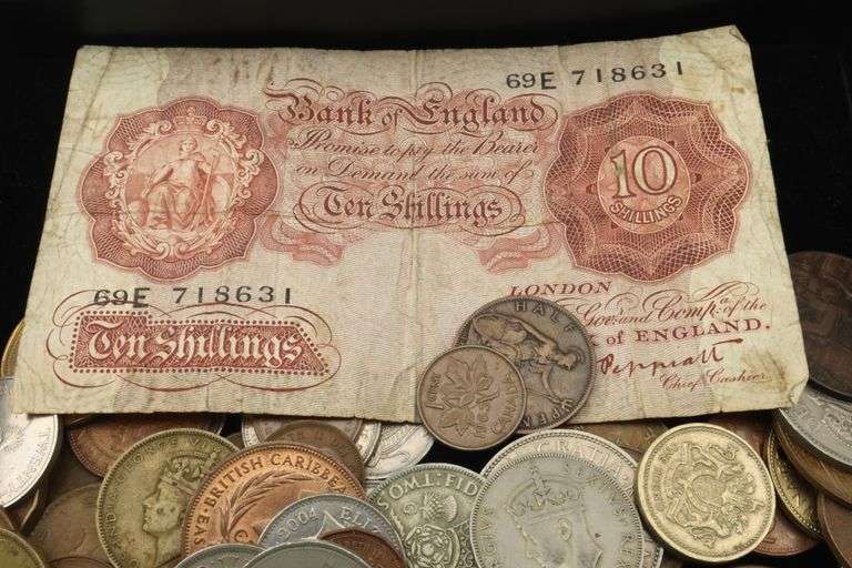 Group of Foreign Coins, Tokens & Paper Note - Dixon's Auction at Crumpton