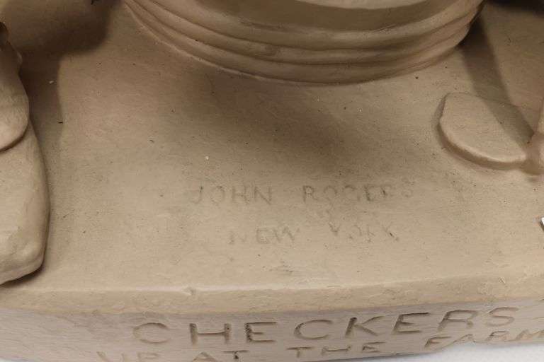 Antique "Checkers Up at the Farm" John Rogers Sculpture - Dixon's ...