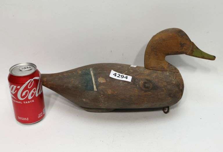 Vintage Upper Bay Scratch Painted Black Duck Decoy - Dixon's Auction at ...