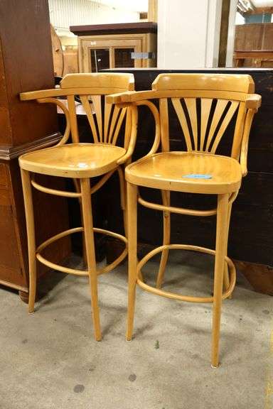Pair MCM Bentwood Bar Stools - Dixon's Auction at Crumpton