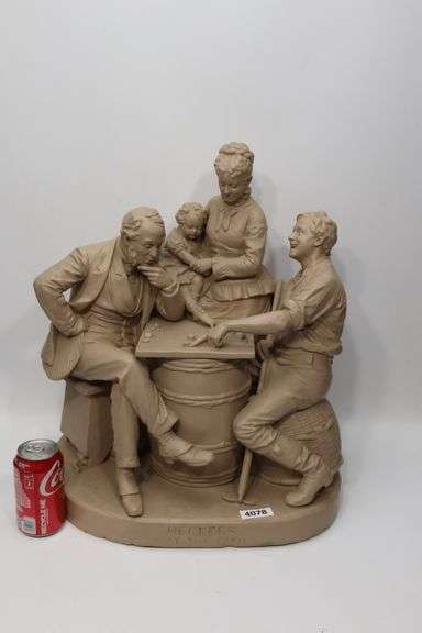 Antique "Checkers Up at the Farm" John Rogers Sculpture - Dixon's ...