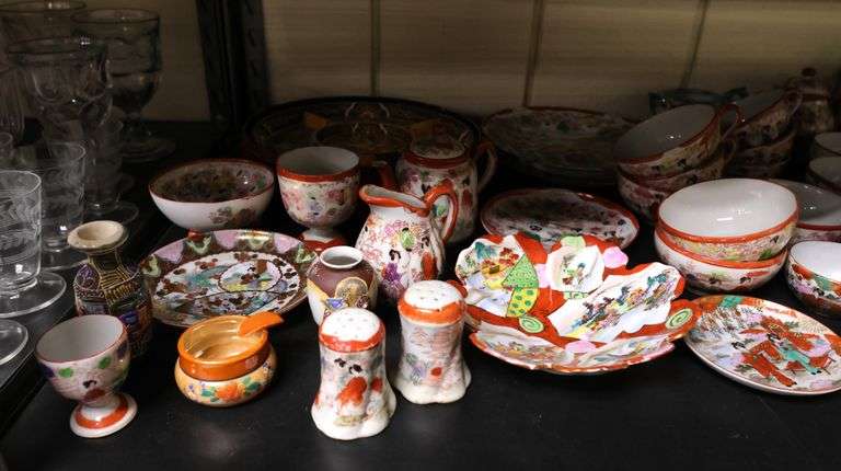 Lot of Vintage Japanese Painted Dishes, Geisha Girl Plates Etc. - Dixon ...