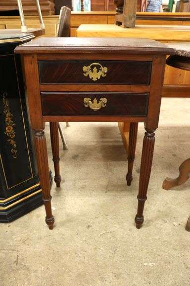 Colonial Revival Two Drawer Stand, Marks on Top - Dixon's Auction at ...