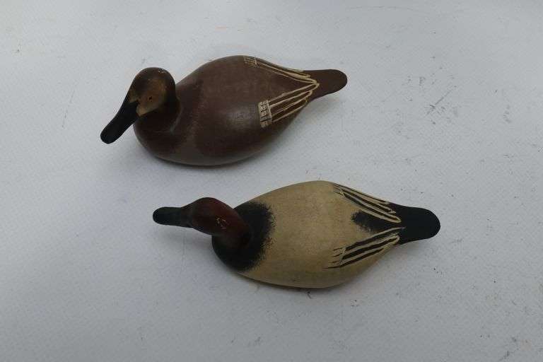 Pair Clarence Bauer Miniature Canvasback Duck Decoys - Dixon's Auction ...