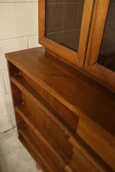 MCM Walnut Two Piece Breakfront - Dixon's Auction at Crumpton