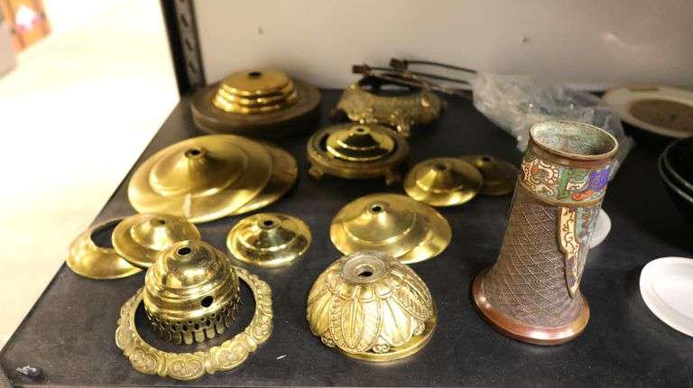 Lot of Brass Lighting Hardware, Chinese Dishes, Calvin Klein Plates Etc ...