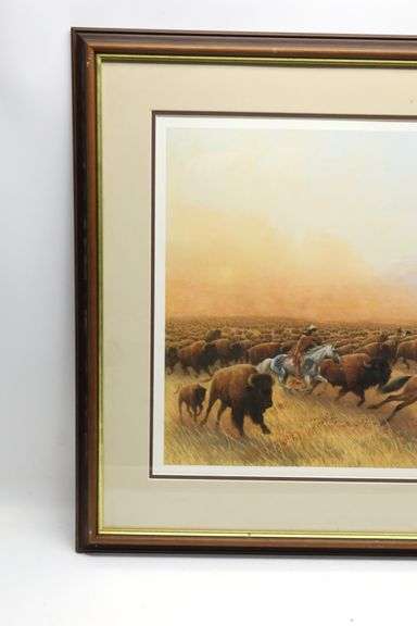 Tom Phillips Signed and Numbered Bison Hunt Print - Dixon's Auction at ...