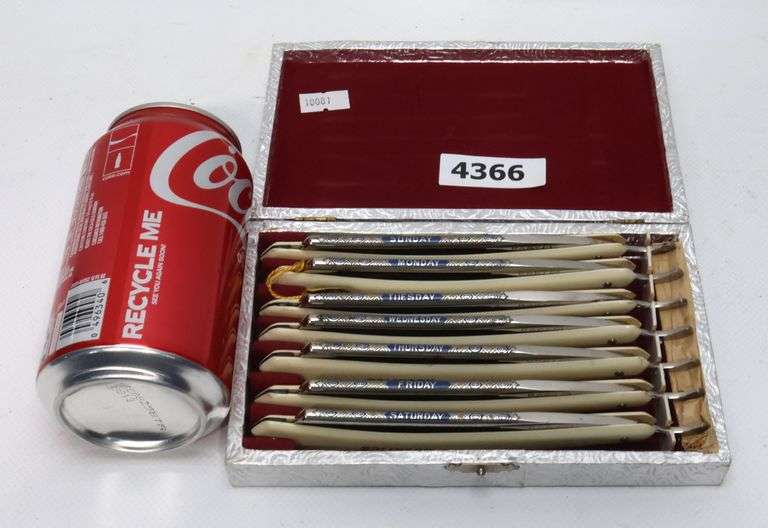 Set of 7 Bartmann Solingen Days of the Week Straight Razors with Box ...