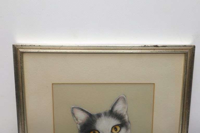 Vintage Pastel Portrait of Cat-Signed - Dixon's Auction at Crumpton
