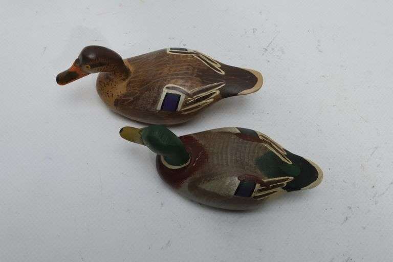 Pair Clarence Bauer Miniature Mallard Duck Decoys - Dixon's Auction at ...