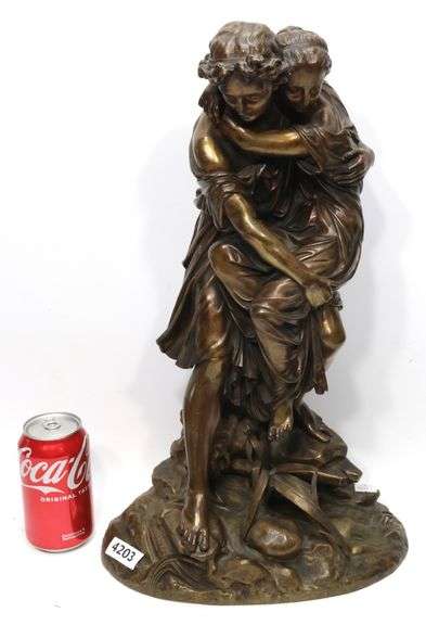 Theodore Doriot Bronze Sculpture of Couple Embracing - Dixon's Auction ...