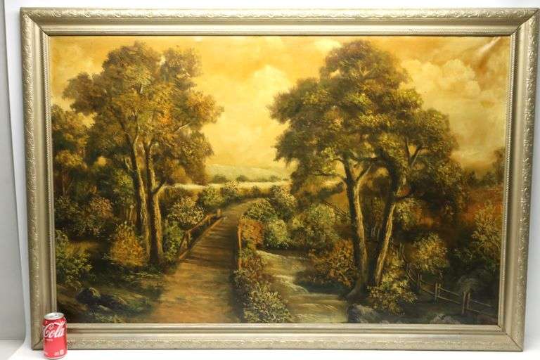 Antique Landscape Painting, Signed Lower Right - Dixon's Auction at ...